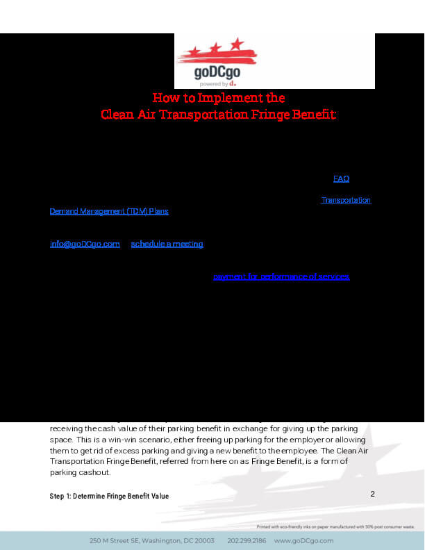 Clean Air Transportation Fringe Benefit Guide | goDCgo